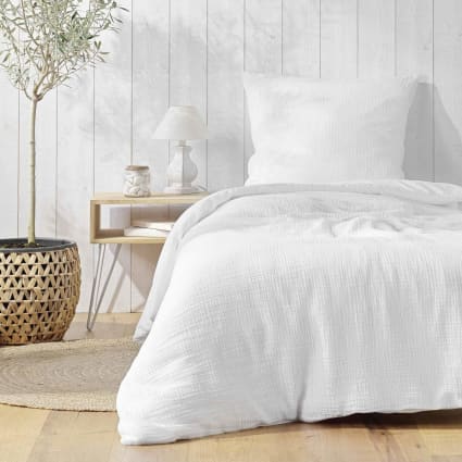 Parure de lit gaze de coton angelia blanc 140x200 cm | Maisons du Monde