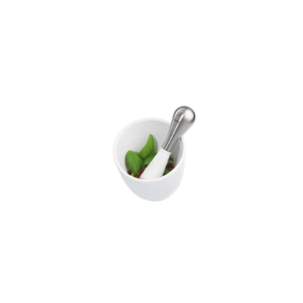 Pilon en porcelaine blanche et acier inoxydable 14 cm Cara | Maisons du ...