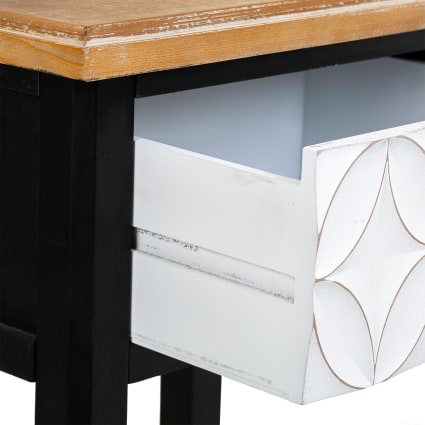 Table de chevet en bois avec 2 tiroirs et 1 étagère 48x35x82 Masaki ...