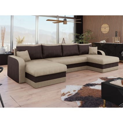 Sofá rinconero de color marrón claro 140x80x304cm Comfivo 500 | Maisons ...