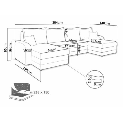 Sofá rinconero de color marrón claro 140x80x304cm Comfivo 500 | Maisons ...