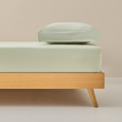 Sábana bajera algodón de punto ajustable color verde. Cama 105-120cm ...