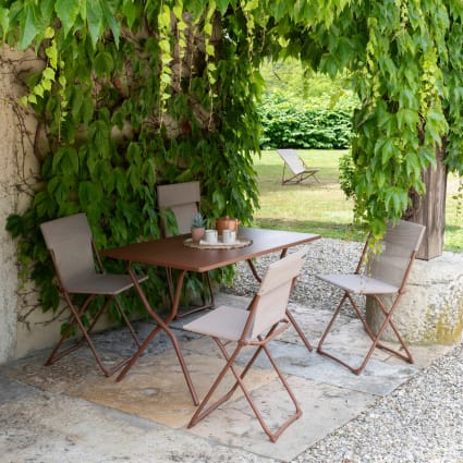 Ensemble 1 table, 4 chaises pliantes ultra-compactes en acier Balcony ...