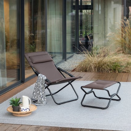 Bain de soleil matelassé pliant en acier L93xl67xH88 Transabed ...