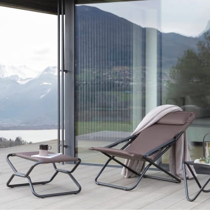 Bain de soleil matelassé pliant en acier L93xl67xH88 Transabed ...