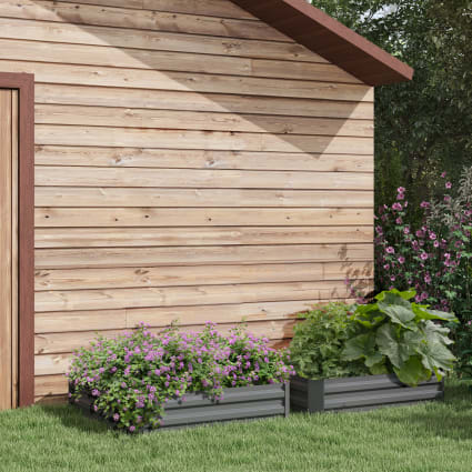 Carré potager jardin 100x100x30cm acier gris foncé Outsunny | Maisons ...