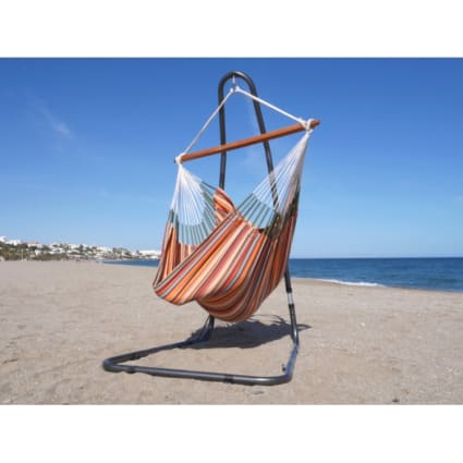 Chaise hamac XXL en coton multicolore et support en métal | Maisons du ...