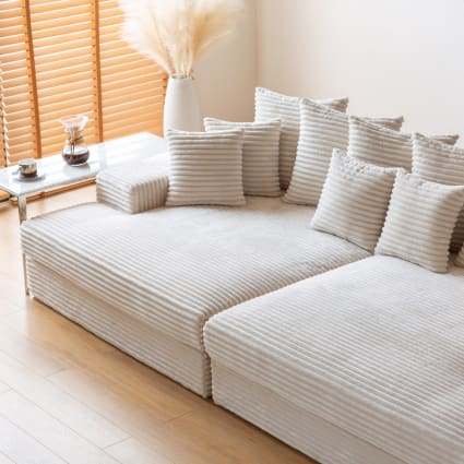 4-Sitzer-Sofa mit tiefer Sitzfläche aus beigem Cord Cardiff | Maisons ...