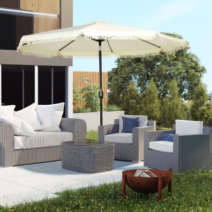 Parasol de jardin inclinable polyester anti-uv crème Outsunny | Maisons ...