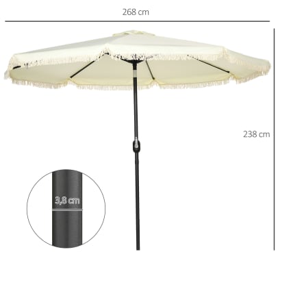 Parasol de jardin inclinable polyester anti-uv crème Outsunny | Maisons ...