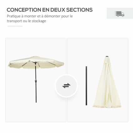 Parasol de jardin inclinable polyester anti-uv crème Outsunny | Maisons ...