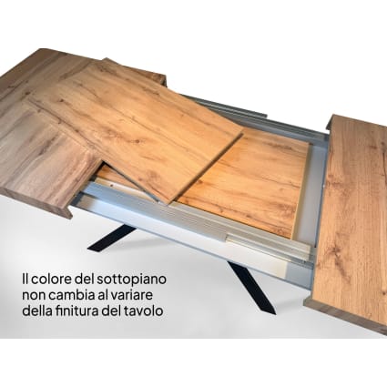 Mesa extensible 90x160/420 cm efecto madera roble natural, hierro Proxy ...