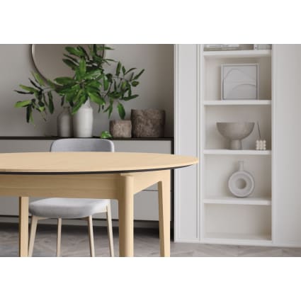 Table extensible ronde aspect chêne clair 90–210x90 cm Plot | Maisons ...