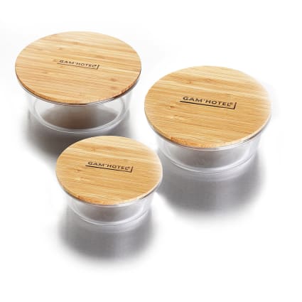 Set de 3 boîtes rondes en verre bambou | Maisons du Monde
