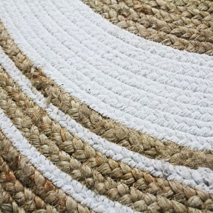 Tapis rond jute et coton beige cercle blanc 70x70 Funny | Maisons du Monde