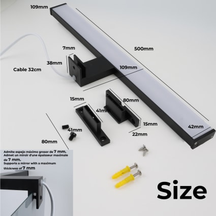 Applique bagno nero opaco LED 12W 50cm 4000K IP44 | Maisons du Monde