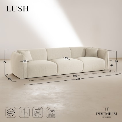 Canapé 4 places en tissu tramé toucher doux anthracite foncé Lush ...