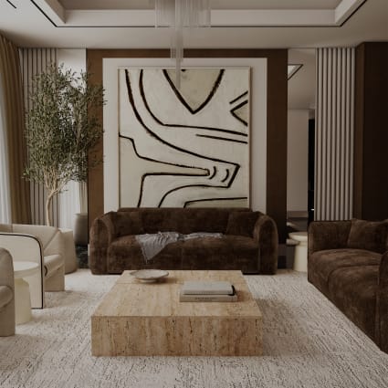 Canapé 3 places en velours à motifs brun expresso Lush | Maisons du Monde