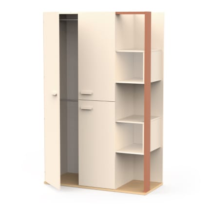 Armadio con 3 ante apribili e 5 vani L119,7 cm - Beige Camillia ...