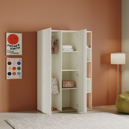 Armadio con 3 ante apribili e 5 vani L119,7 cm - Beige Camillia ...