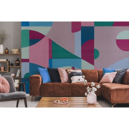 Carta da parati panoramica con forme grafiche colorate, Blu Axelle ...