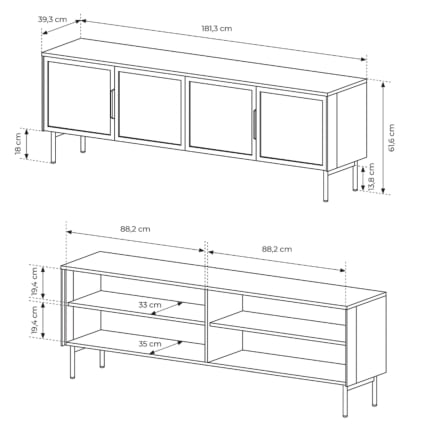 Meuble TV avec éclairage LED, aspect chêne foncé, 181 cm Lumi | Maisons du Monde