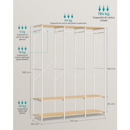 Armadio portatile per vestiti 40 x 141 x 180 cm beige Bailey | Maisons ...