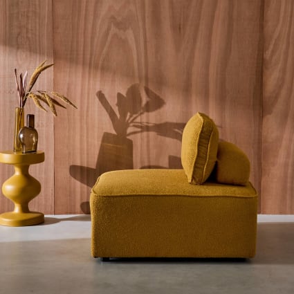 per divano modulare in tessuto bouclé, 1 posto, mostarda Bao | Maisons ...