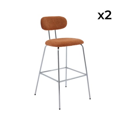 Tabouret de bar décor bois teinté noyer et terracotta Erin | Maisons du ...
