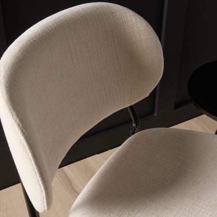 Chaise d'îlot 65 cm tissu écru et pieds métal Sofia | Maisons du Monde