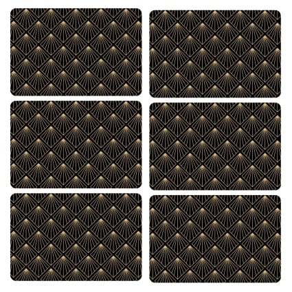 Lot de 6 sets de table noirs avec encre métallique doré 30 x 45 cm ...