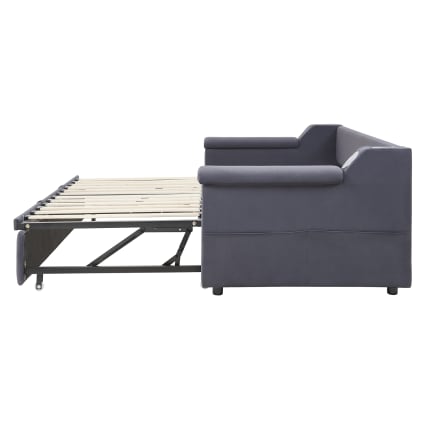 Letto con secondo letto estraibile in velluto grigio scuro 90x190 cm ...