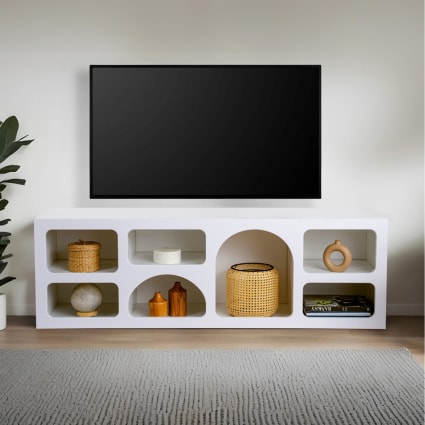 Aparador bajo de 7 nichos con diseño orgánico blanco 160 x 50 cm Ferlis | Maisons du Monde