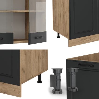 Cuisine avec armoire haute PT Anthracite Anthracite Campagne 300x81,6 ...