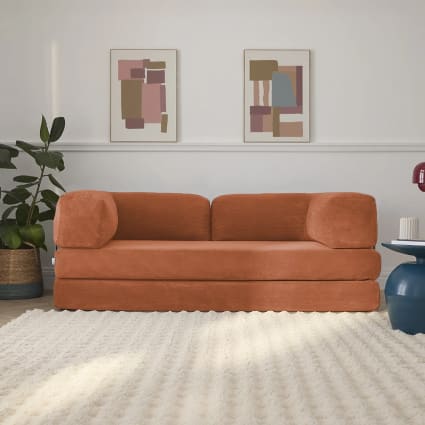 Canapé compressé 3 places modulable en velours côtelé terra Trendy ...