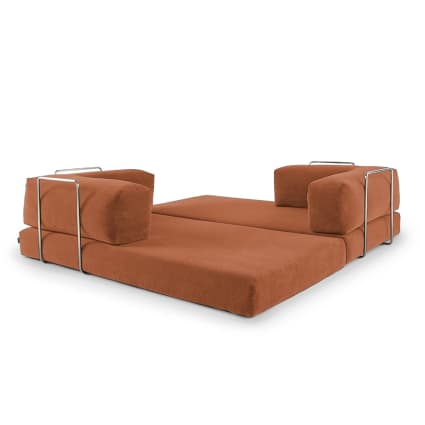 Canapé compressé 3 places modulable en velours côtelé terra Trendy ...