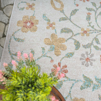 Teppich Outdoor Vintage Blumen, Mehrfarbig, 200 x 290 cm Palma ...