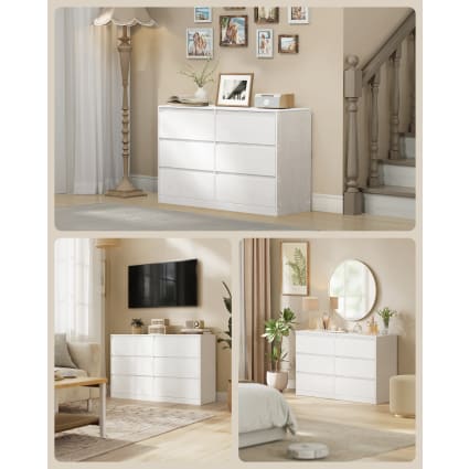 Cómoda de 6 cajones de 40 x 119,4 x 75 cm de color blanco Kailyn ...