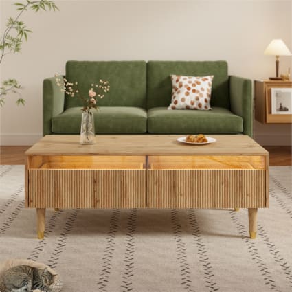 Mesa de centro rectangular de madera con almacenamiento | Maisons du Monde