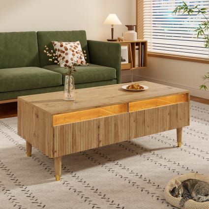 Mesa de centro rectangular de madera con almacenamiento | Maisons du Monde