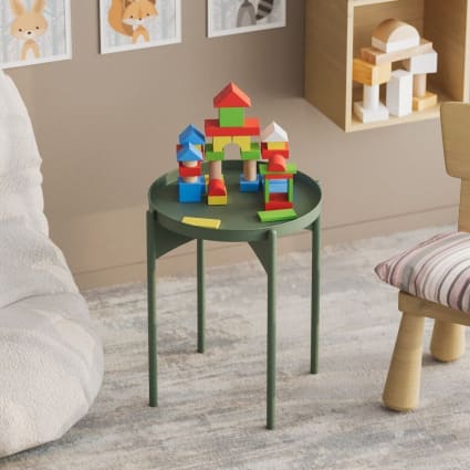 Bout de canapé avec plateau rond en Métal H57 cm - COLE - Vert Cole ...