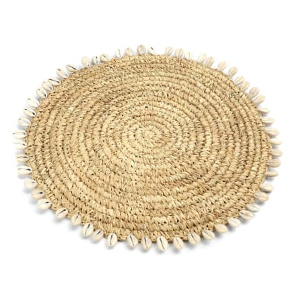 Sous-verre en raphia et coquillages naturel 23x23 cm Raffia | Maisons ...