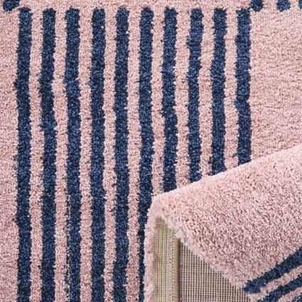 Tappeto vintage stile anni 70 scacchi a righe Blu Groovy | Maisons du Monde