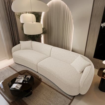 Divano 4 posti in tessuto bouclé crema Celine | Maisons du Monde