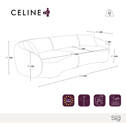 Divano 4 posti in velluto goffrato crema Celine | Maisons du Monde