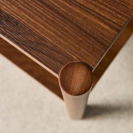 Table basse rectangulaire décor bois double plateau 110cm noyer Harmony ...