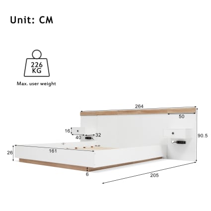 Ensemble de lit queen blanc et effet bois 160*200cm | Maisons du Monde