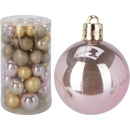 Set de 60 bolas de navidad de polipropileno rosa ø4-7cm | Maisons du Monde