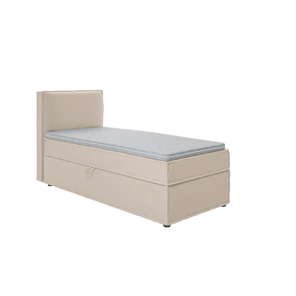 Lit boxspring 90x200 avec rangements, microfibre beige Cora | Maisons ...