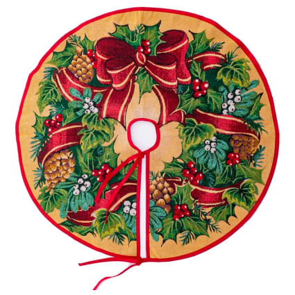 Couvre-pied de sapin de Noël rétro en polyester 130cm | Maisons du Monde